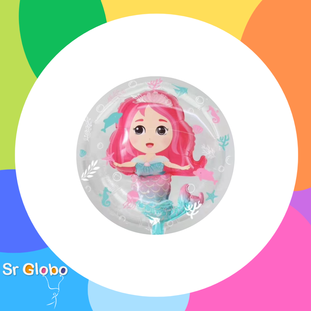 Sirena 24″ rosa en foil transparente – Sr Globo