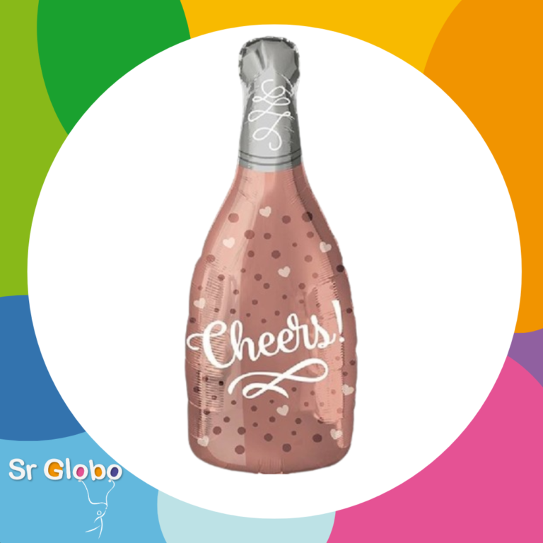 Botella 24″ rosa con corazones cheers – Sr Globo