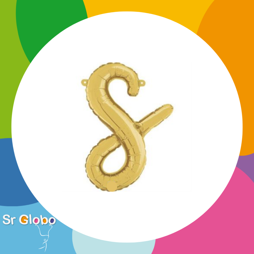 LETRA S Cursiva 14″ dorado – Sr Globo