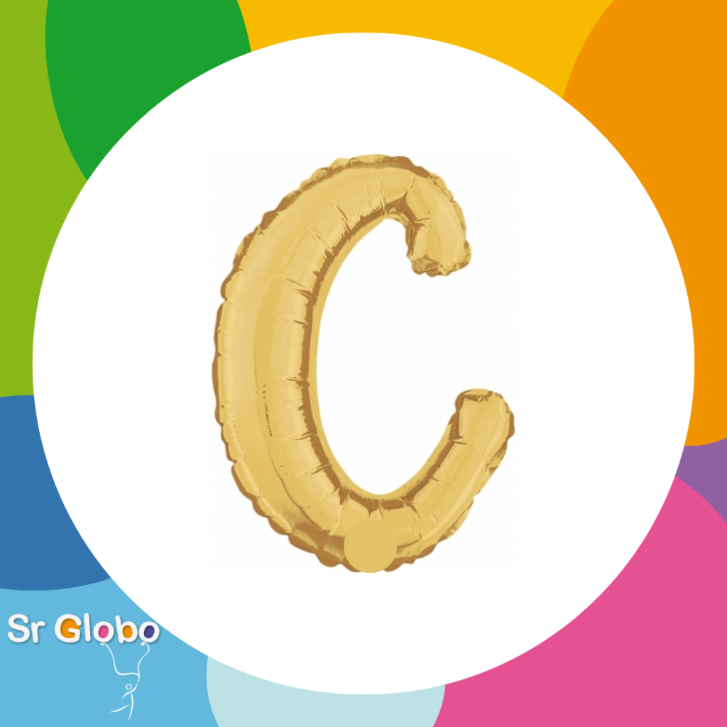LETRA C Cursiva 14″ dorado (3 UNIDADES) – Sr Globo