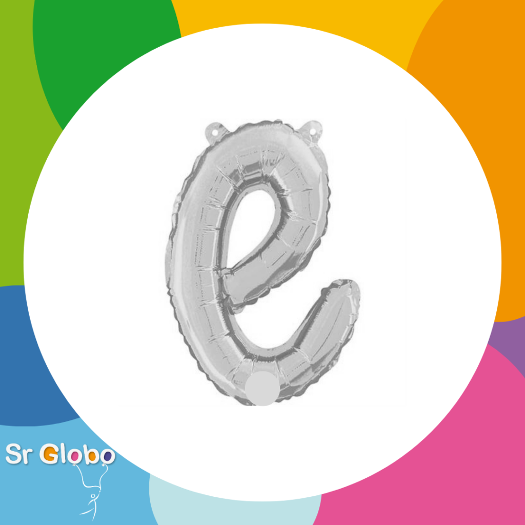 LETRA E Cursiva 14″ plata (5 UNIDADES) – Sr Globo