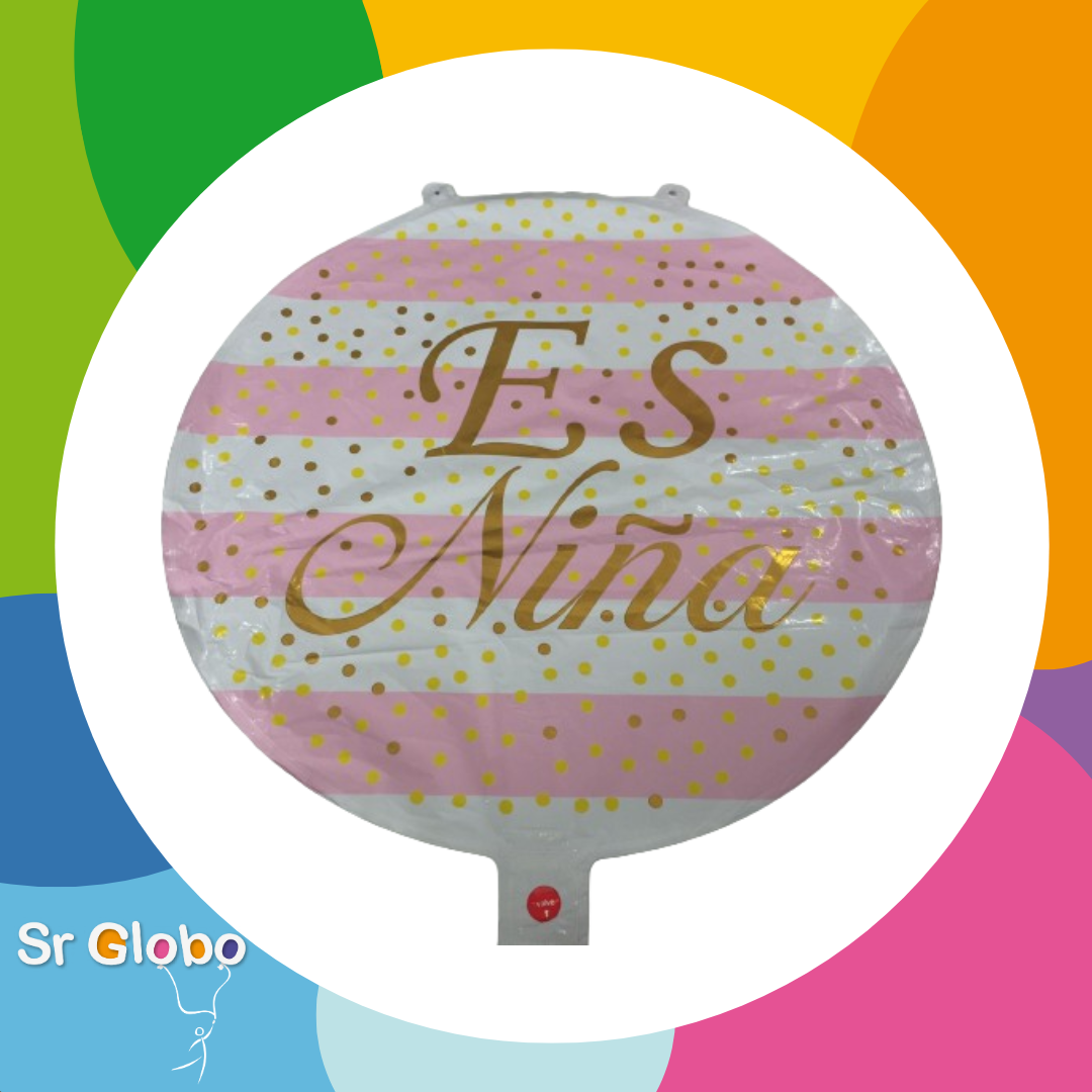 Es niña 18″ rosa con lunares – Sr Globo