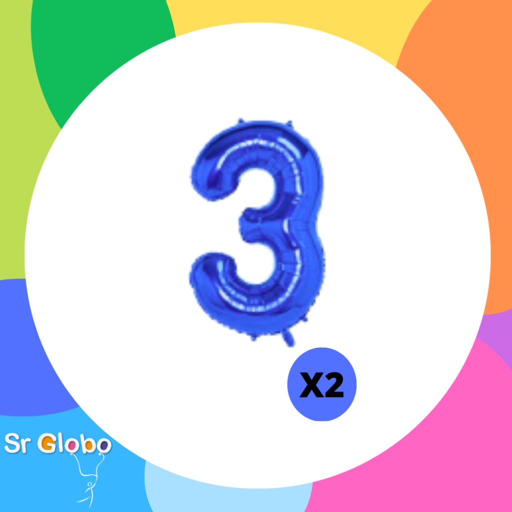 Numero 3 azul 32″ (2 unidades) – Sr Globo