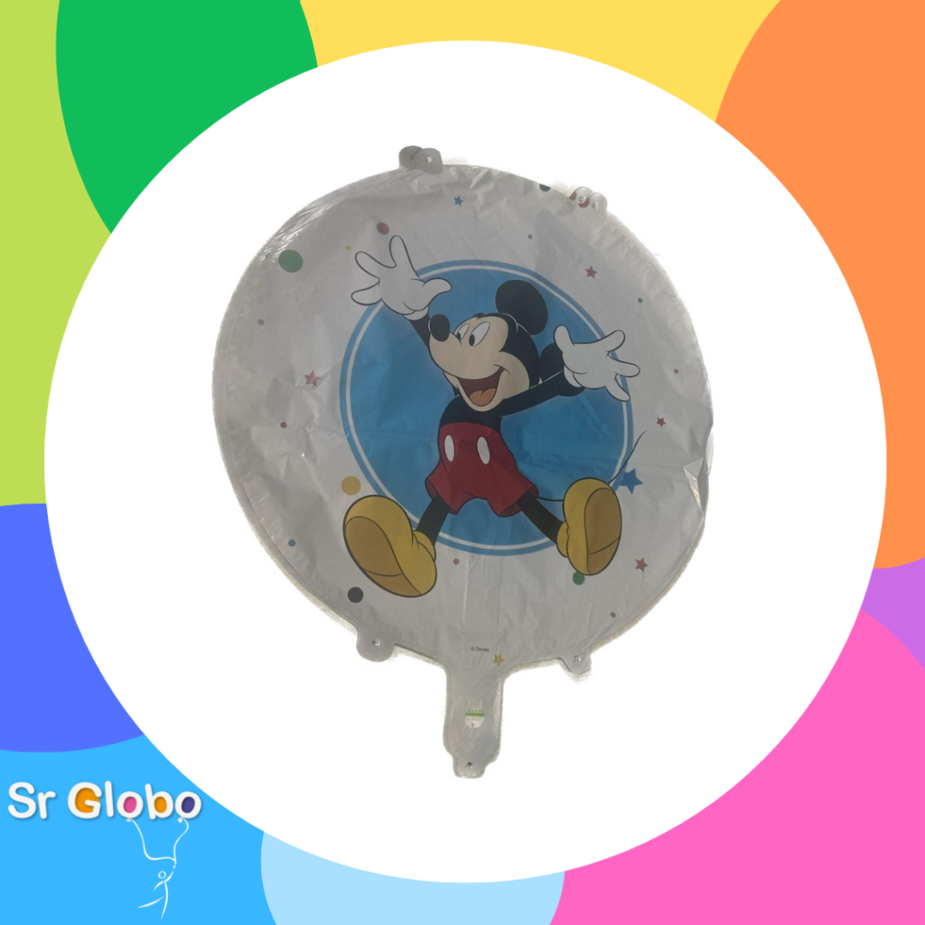 Mickey saltando 18″ blanco y celeste – Sr Globo