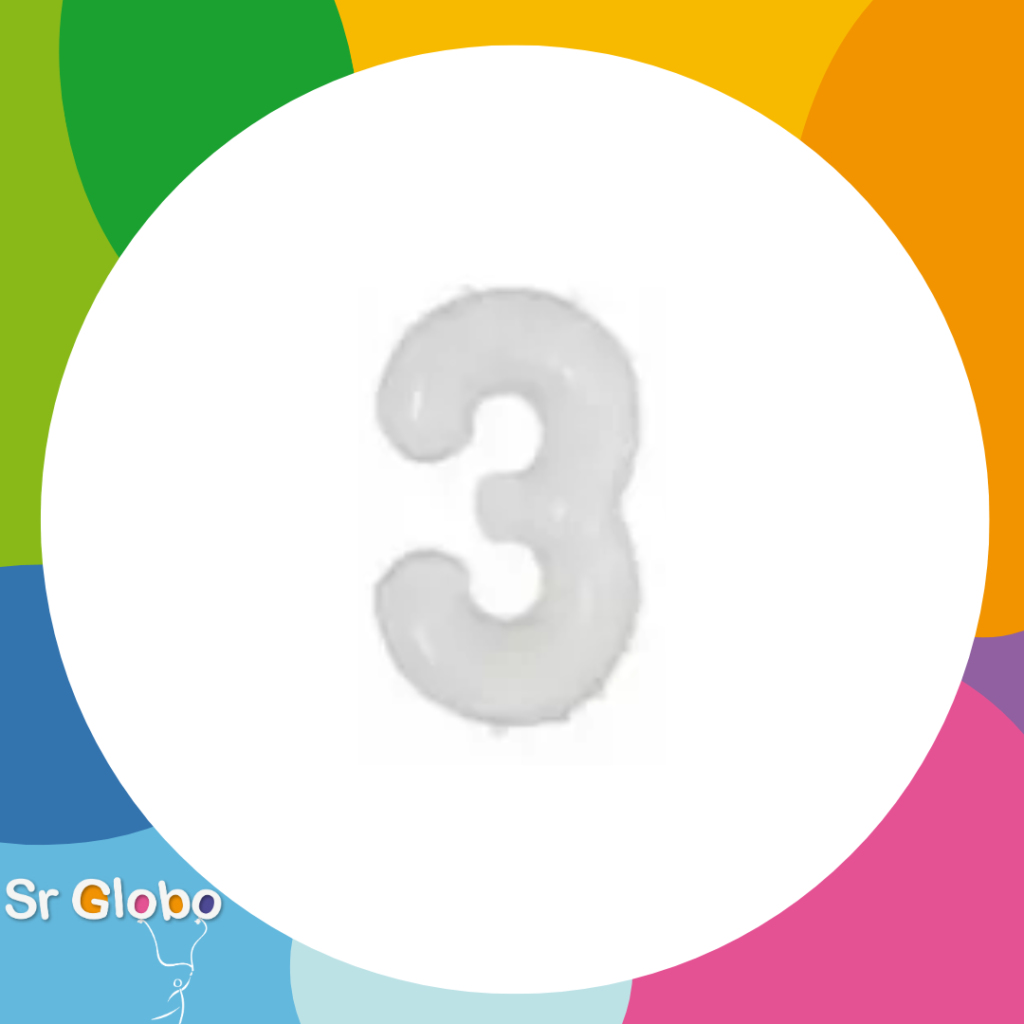 Número 3 blanco 34″ genérico (2 unidades)🔥20% OFF🔥 – Sr Globo