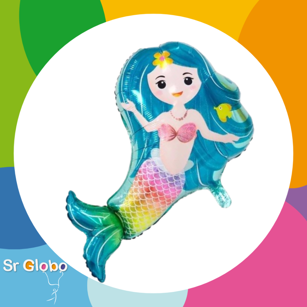 Sirena 24″ celeste y azul – Sr Globo